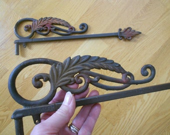 Vintage Decorative Ornate Swing Arm Curtain Rod Sets With Brackets ...