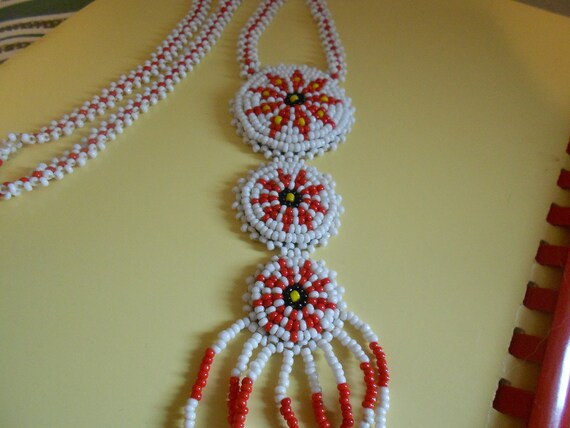 Vintage Native American star medallion seed bead neck… - Gem