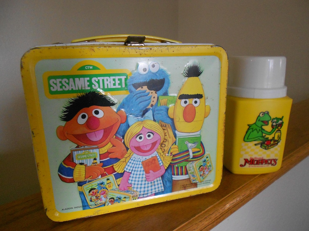 Sesame Street Metal Lunch Box With Thermos. Muppets Thermos. 1979 ...