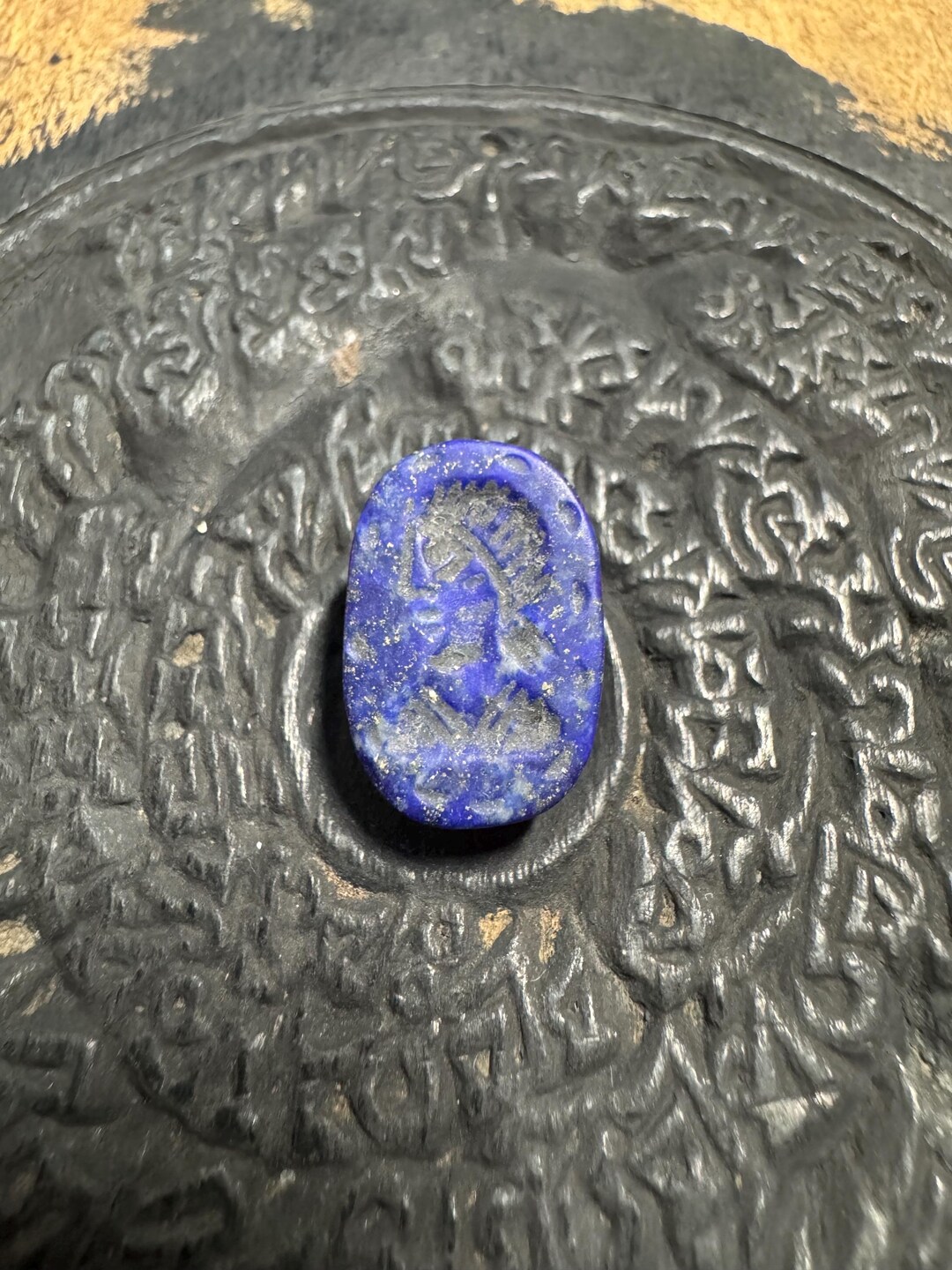 Lapis Lazuli Scarab Seal – Egyptian Style Beetle Amulet With Warrior ...