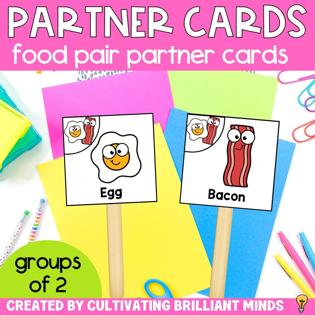 20 Sets of Partner Food Pair up Set Cards | Classroom Community | Back ...