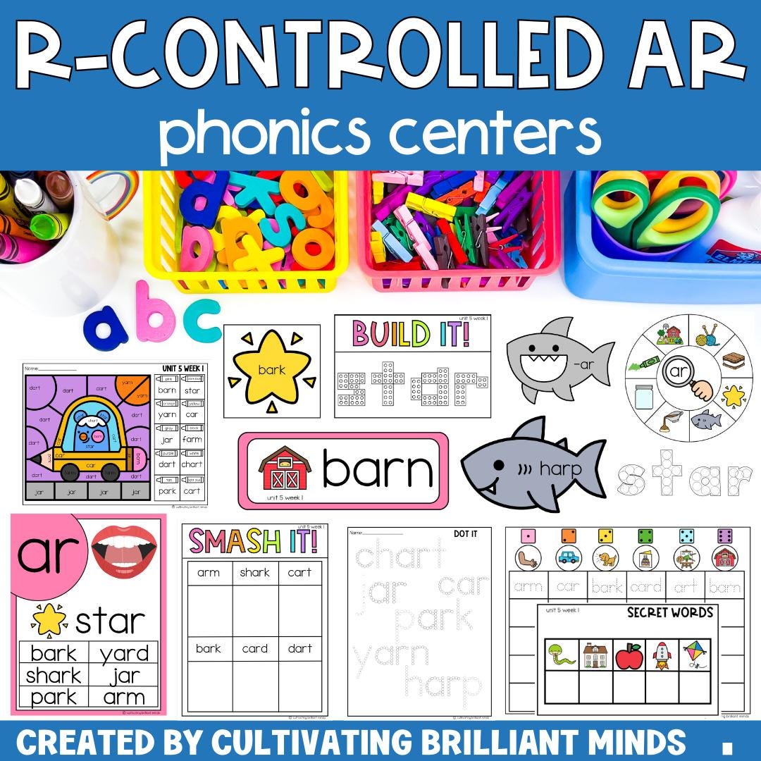 R-controlled AR Phonics Centers & Worksheets Phonics Activities First ...