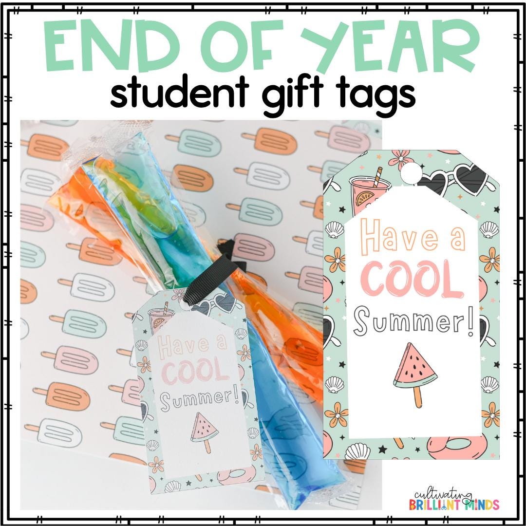 End of the Year Popsicle Summer Gift Tags for Students or Teachers ...