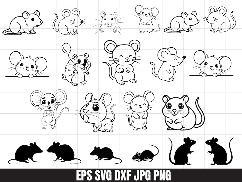 Mouse SVG Bundle, Png, Simple Mouse Clipart, Cartoon Cutfiles, Animals ...