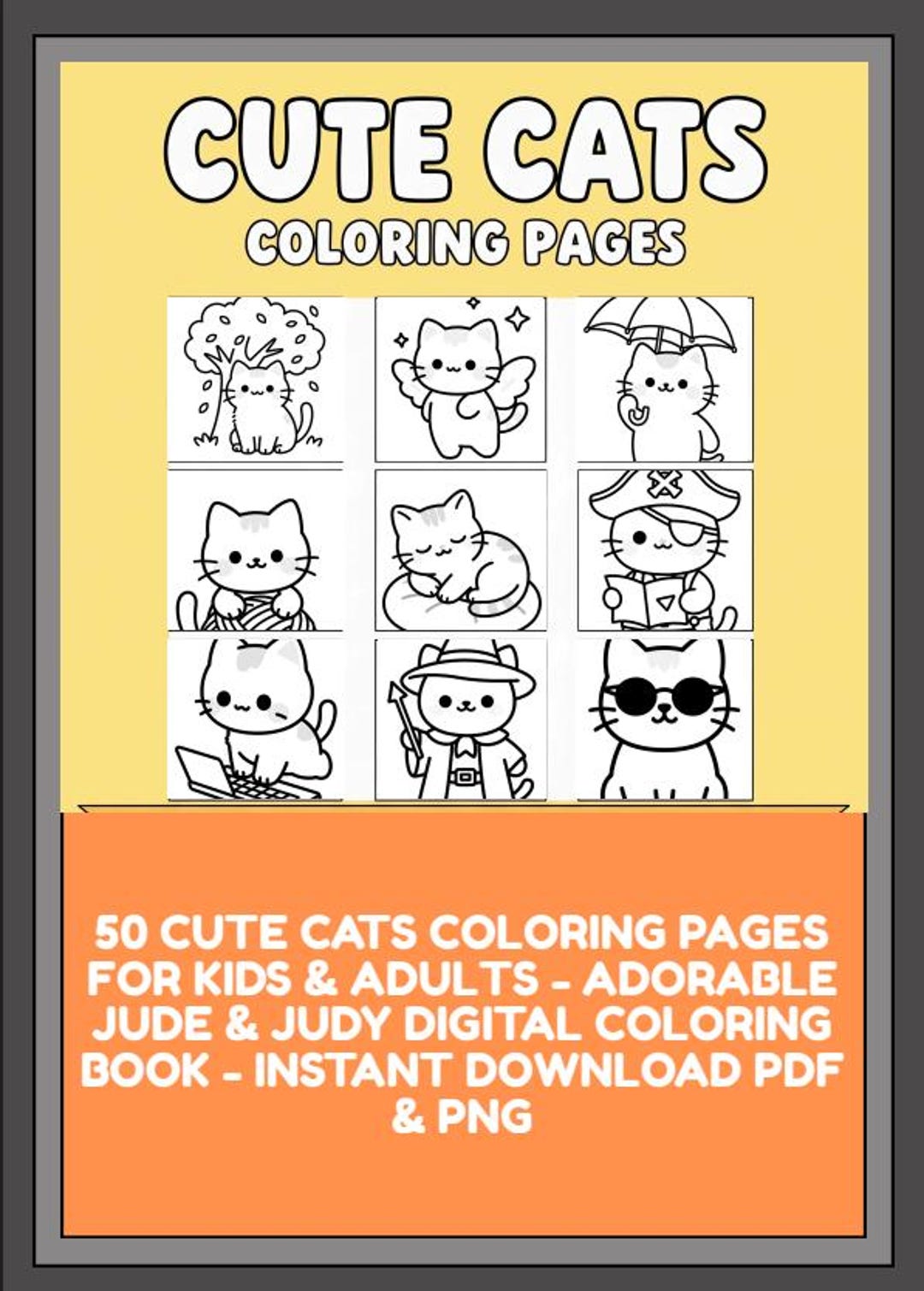Kawaii Cat Coloring Book for Kids Ages 3-5 | Chubby Cats Jude & Judy ...