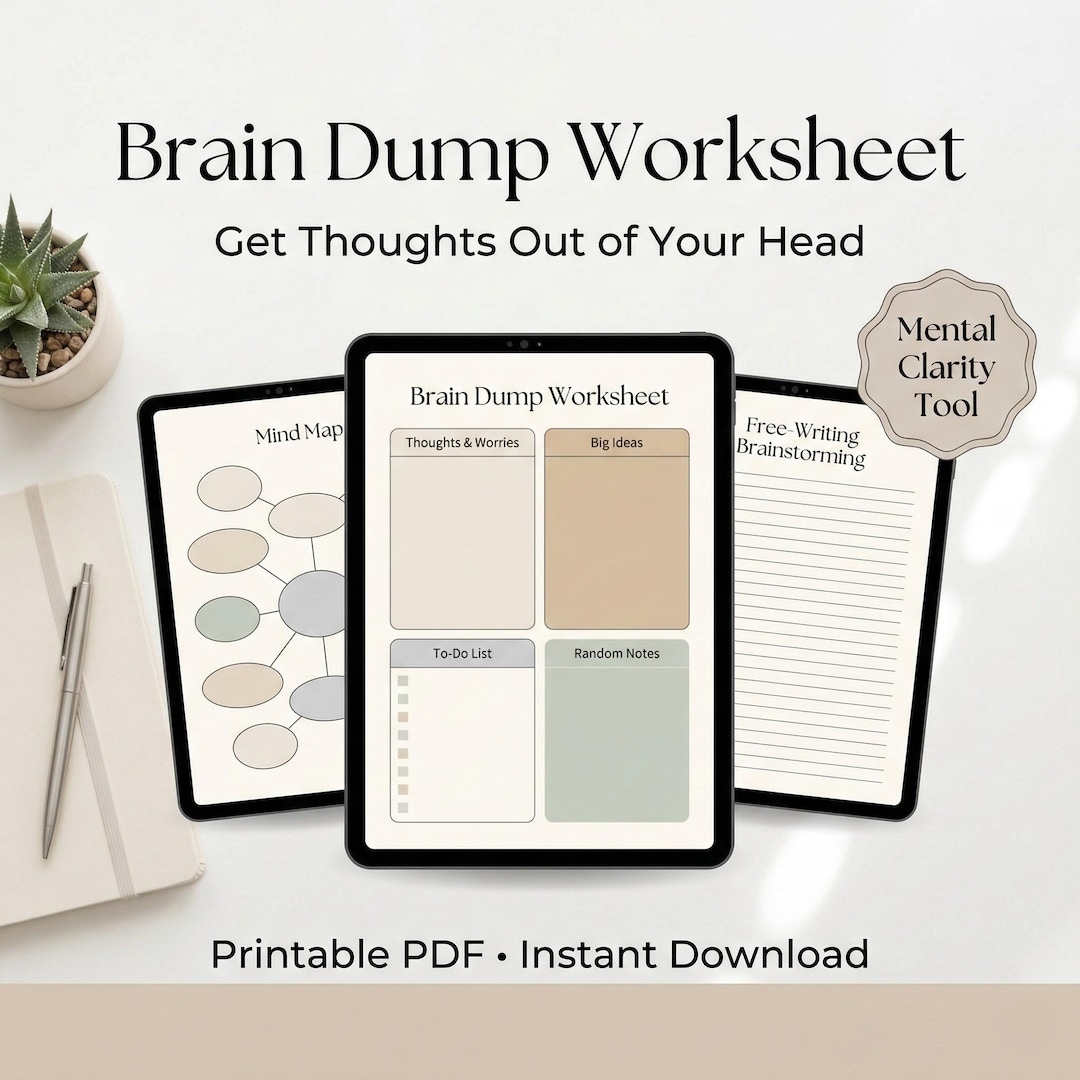 Brain Dump Planner Printable | Mental Clarity, Productivity Tool ...