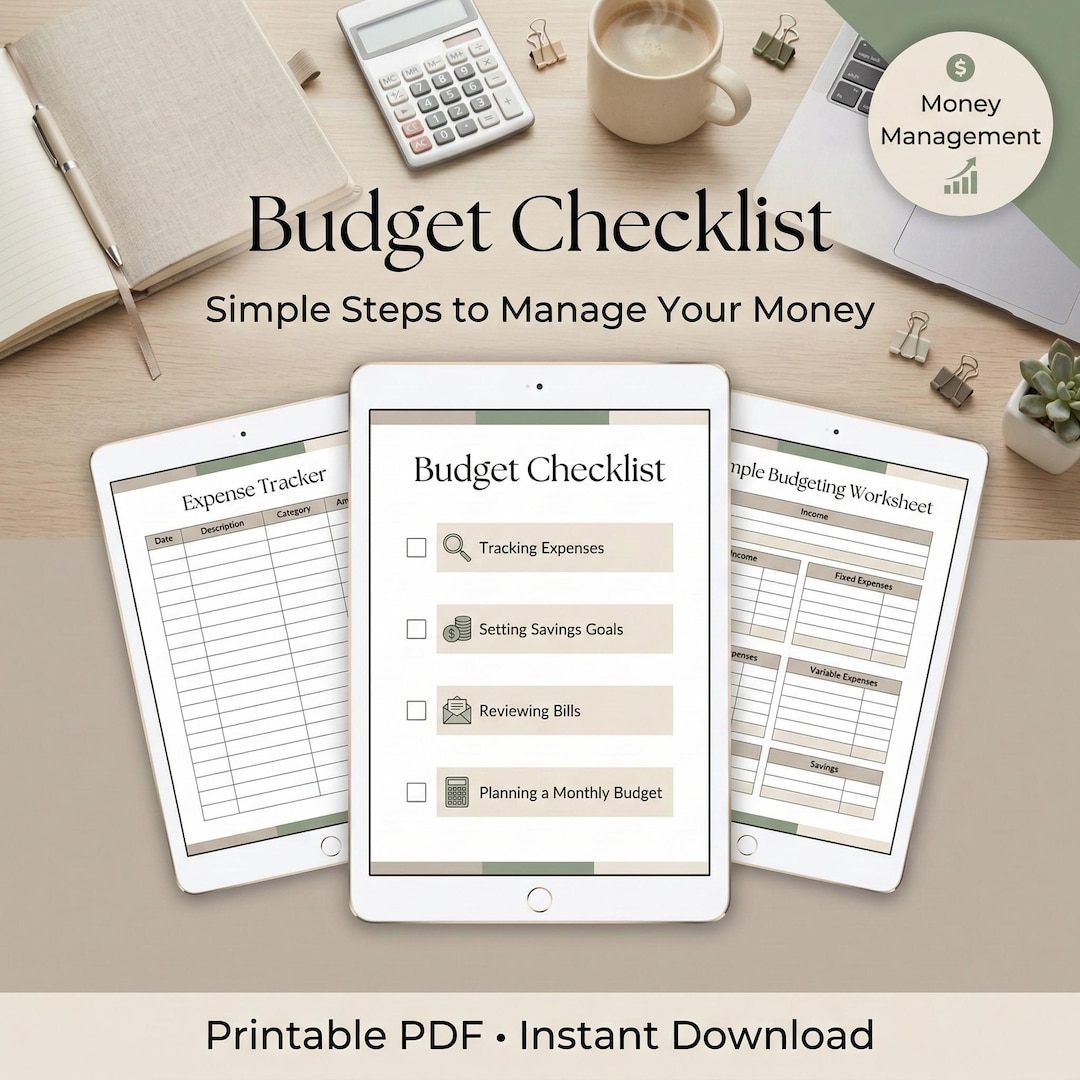 Monthly Budget Planner Printable | Expense Tracker & Money Management ...