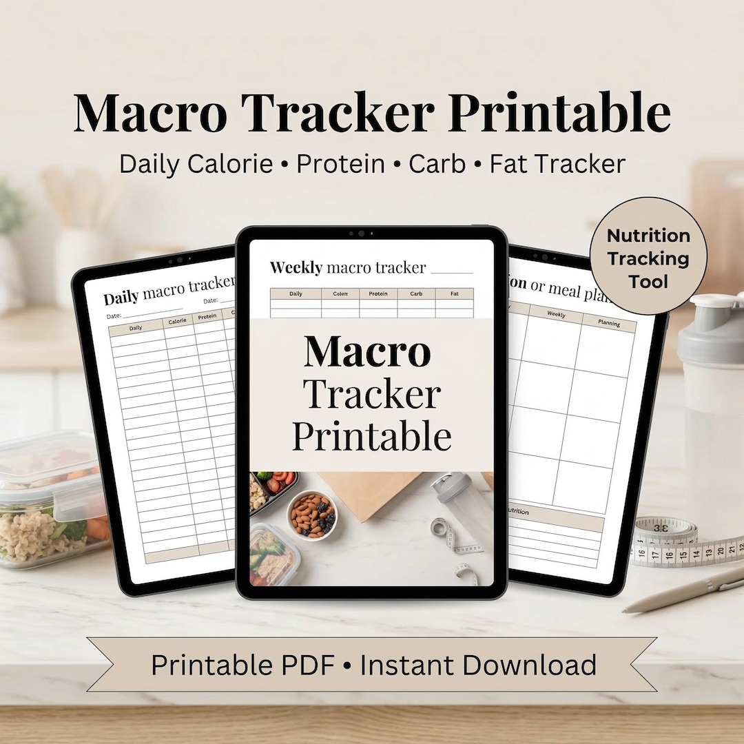 Macro Tracker Printable | Daily Calorie, Protein, Carb, Fat Log ...