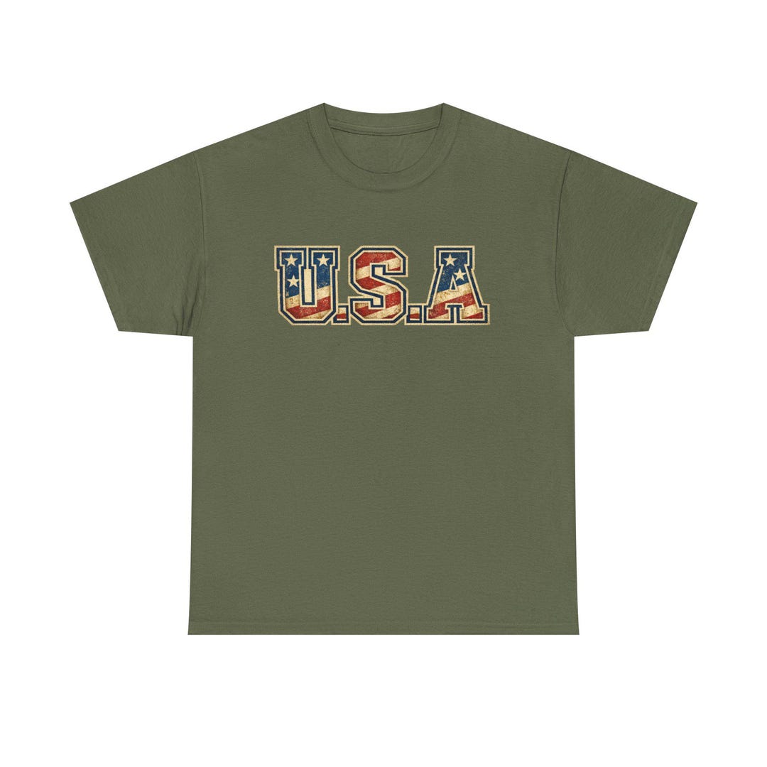 Vintage USA Flag Lettering Tee | Americana Patriotic Stars Stripes ...