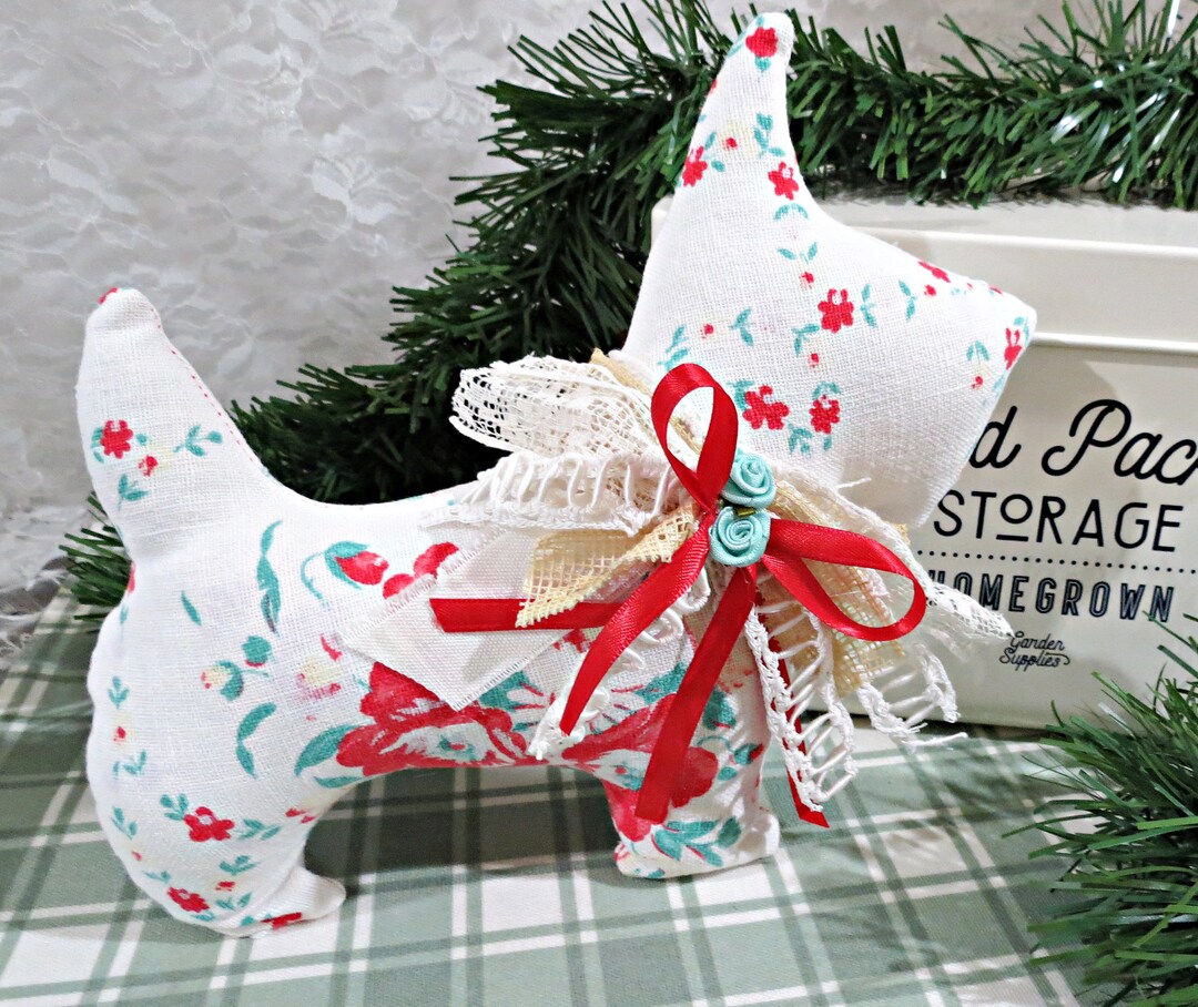 Small Stuffed Scottie Dog Silhouette, Handmade From Upcycled Vintage ...