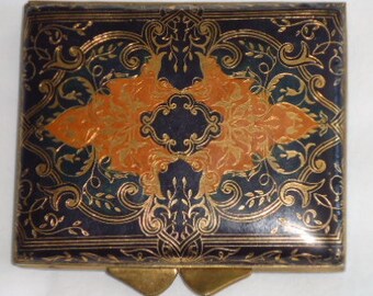 1950s Vintage Oval Powder Compact With Mirror, Genuine Hand Tooled ...