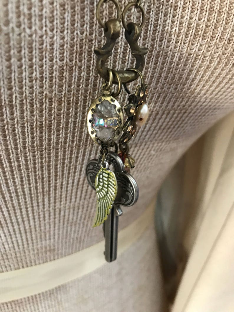 Ooak Key Necklace 26 Inch Long Brass Chain With Matching Earrings - Etsy