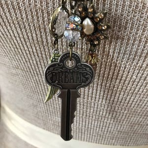Ooak Key Necklace 26 Inch Long Brass Chain With Matching Earrings - Etsy