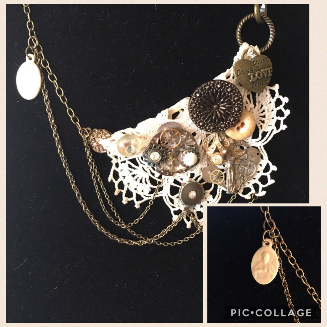 Victorian Steampunk Bib Doily Necklace - Etsy