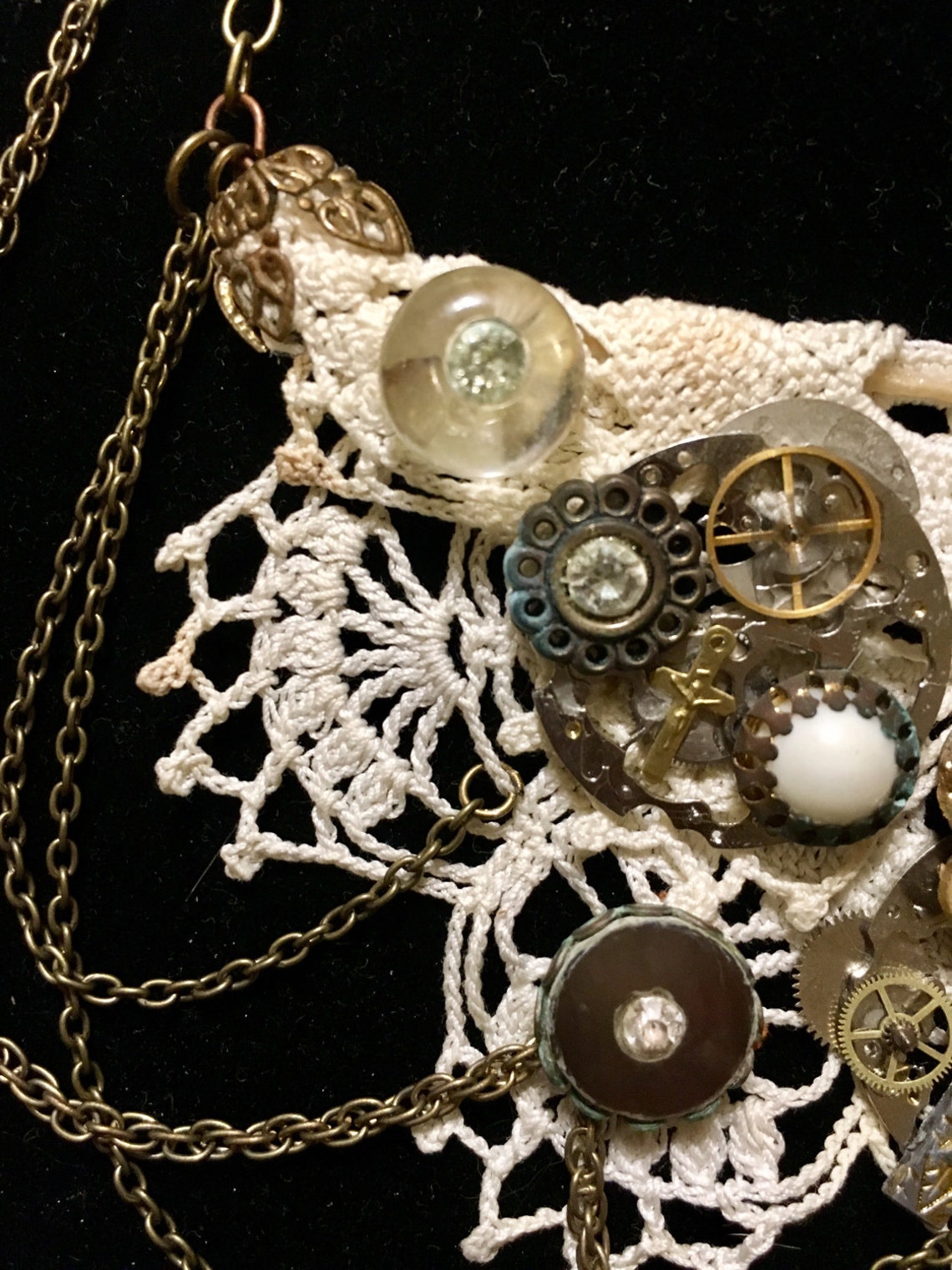 Victorian Steampunk Bib Doily Necklace - Etsy