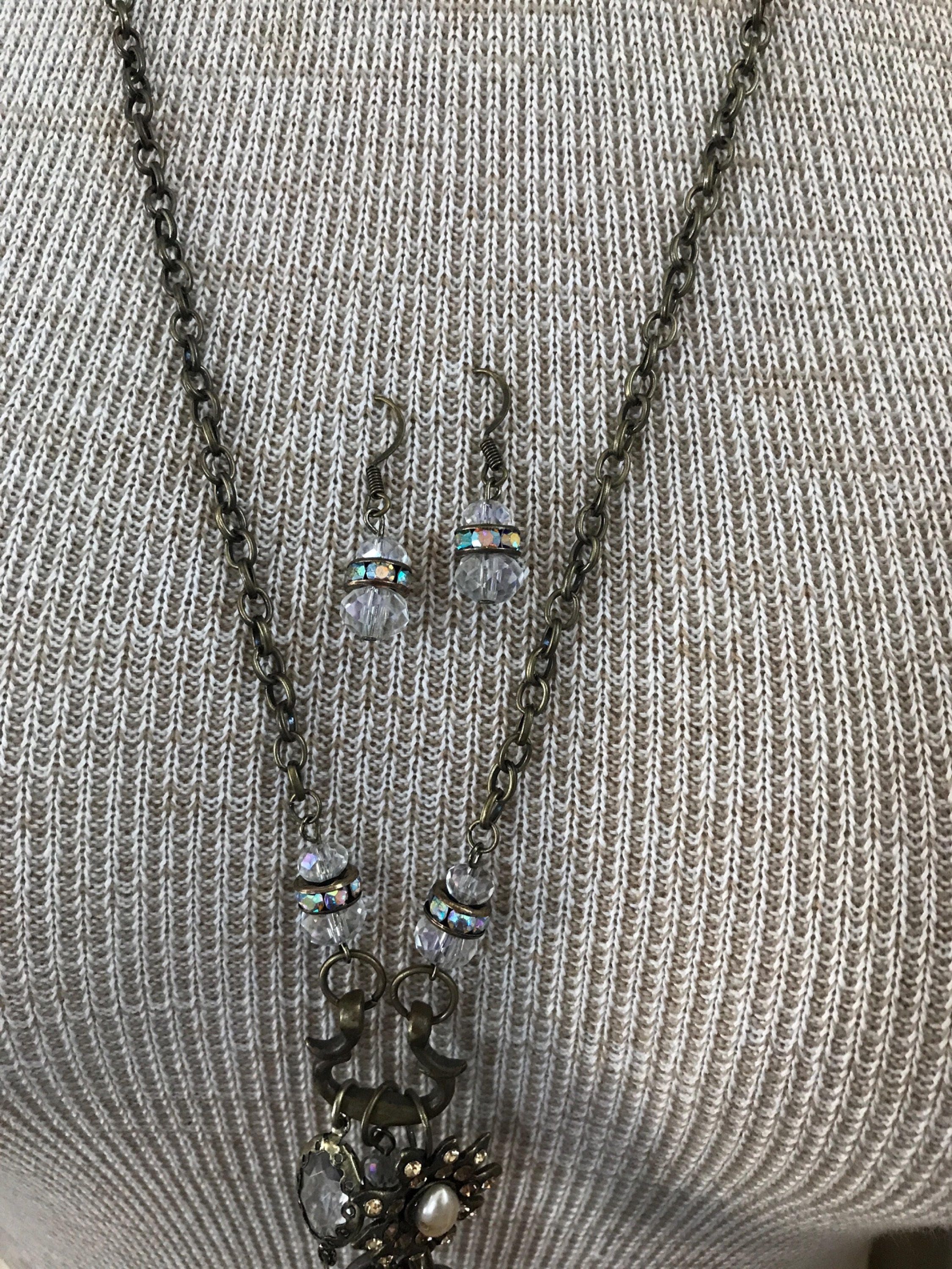 Ooak Key Necklace 26 Inch Long Brass Chain With Matching Earrings - Etsy