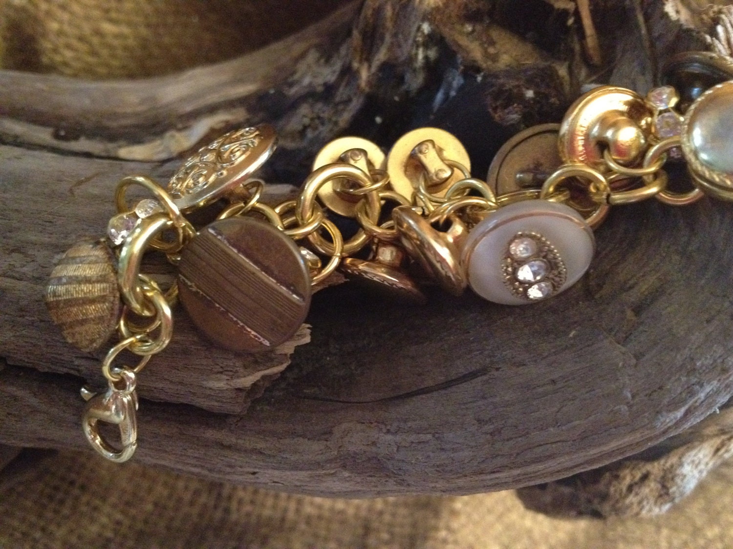 Antique Button Bracelet in Gold Tones With Small Buttons - Etsy