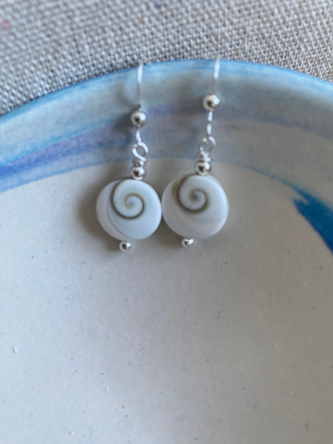 Sterling Silver Eye of Shiva Sea Shell Earrings, Beach Bridal, Sea ...