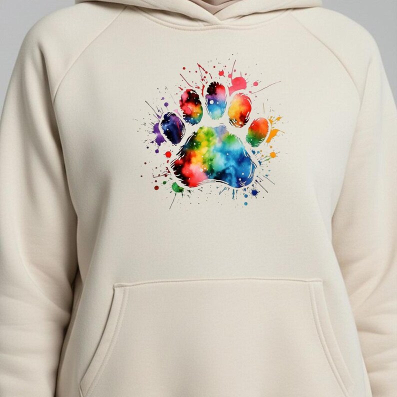 Colorful Paw Print PNG Bundle, Rainbow Watercolor Tie-dye Glitter ...