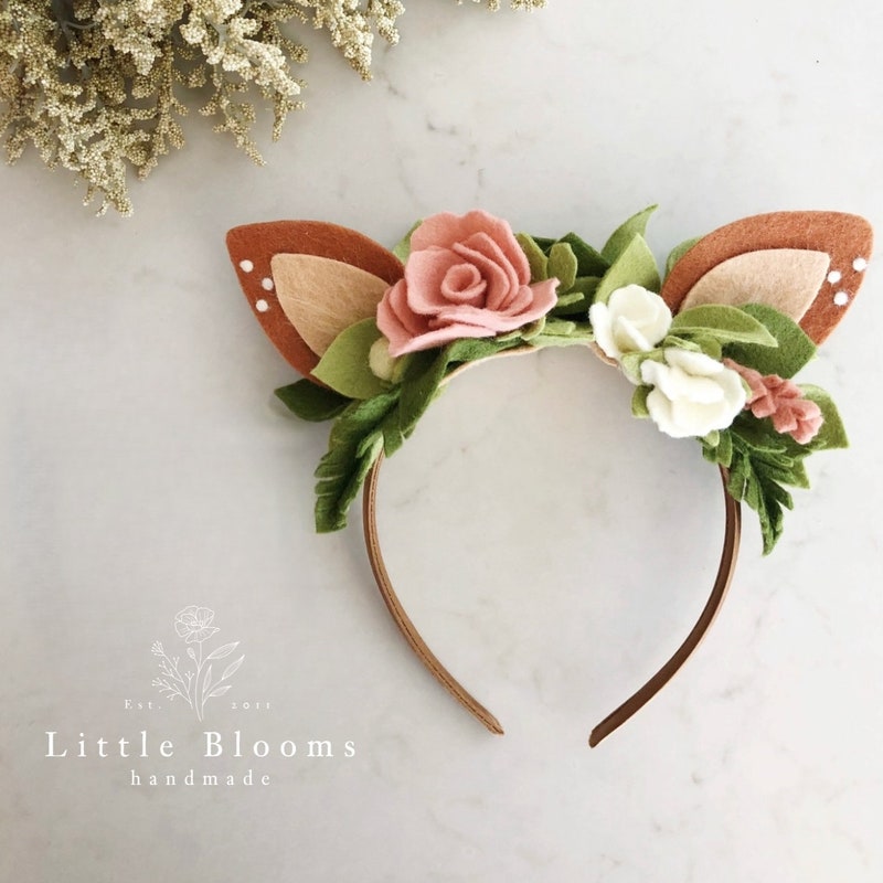 Felt Deer Headband Floral - Etsy