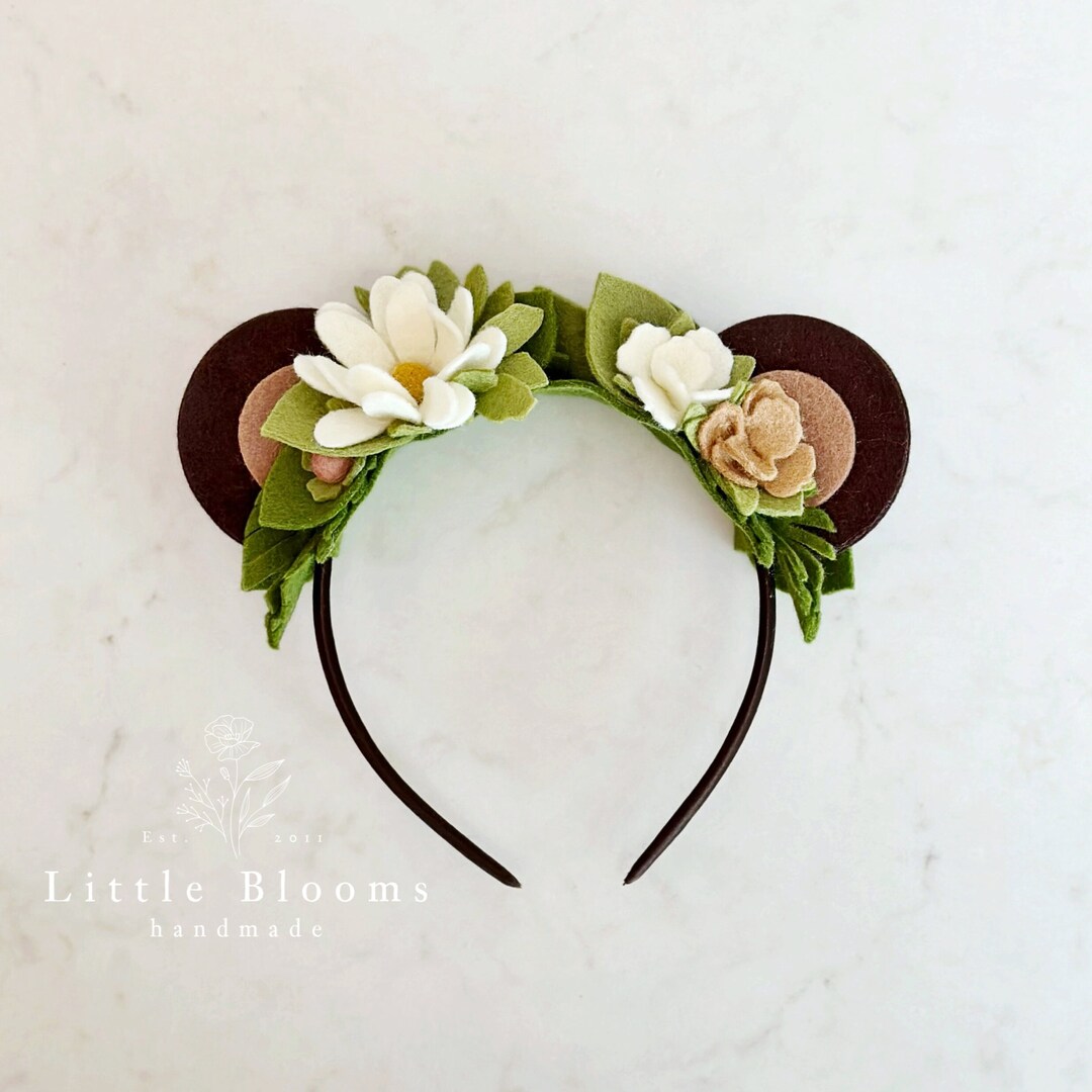 Bear Ears Flower Crown - Teddy Bear Ears Headband - Etsy