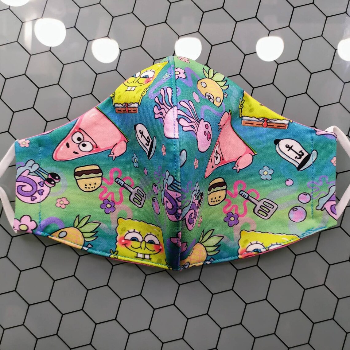 Adult Face Mask Spongebob Squarepants Polyester/Cotton 2 | Etsy