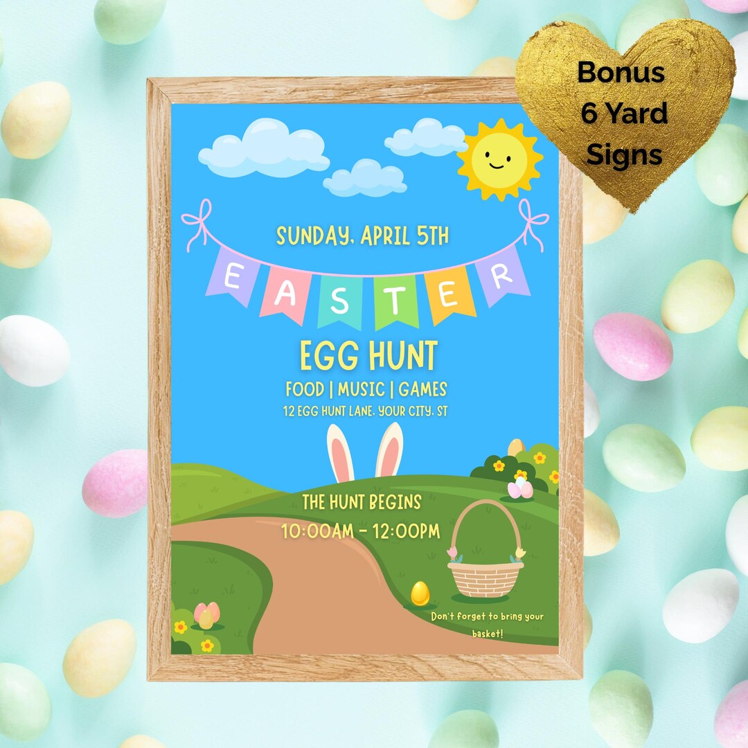 Editable Easter Egg Hunt Invitation Template | Kids Easter Party Invite ...