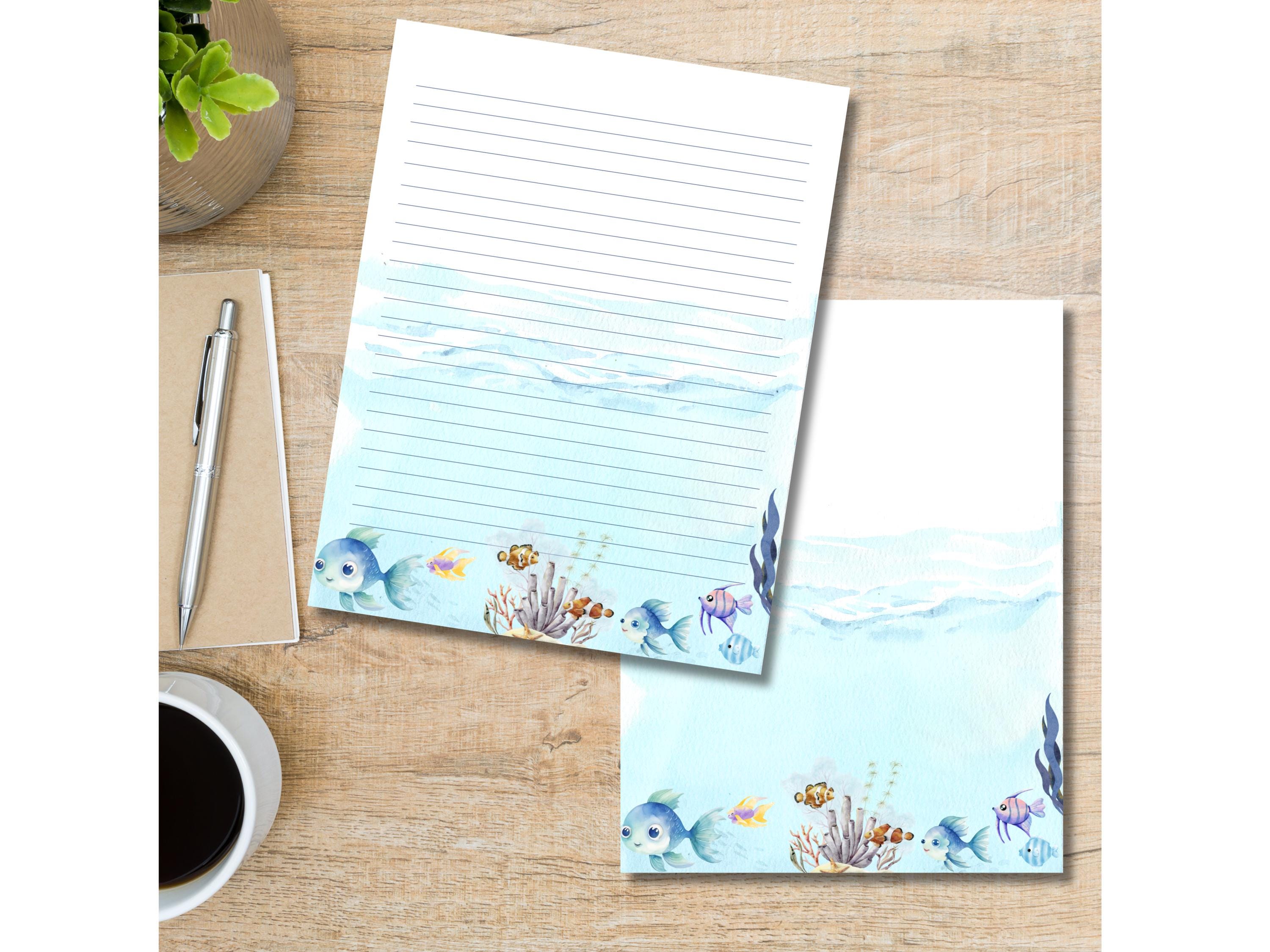 Ocean Themed Printable Writing Paper, Lined and Unlined Stationery ...
