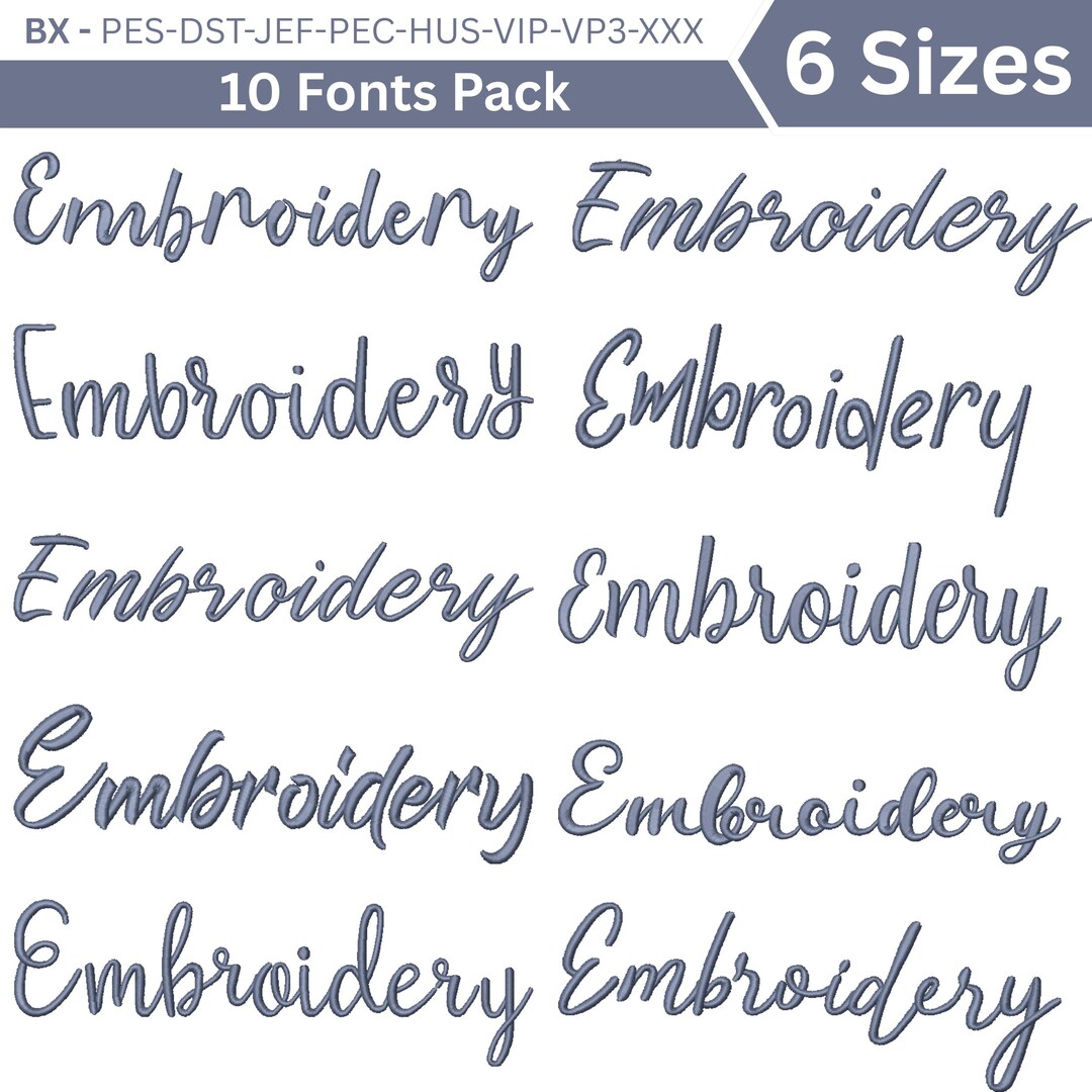 10 Script Embroidery Font Bundle, Small Embroidery Alphabet With ...
