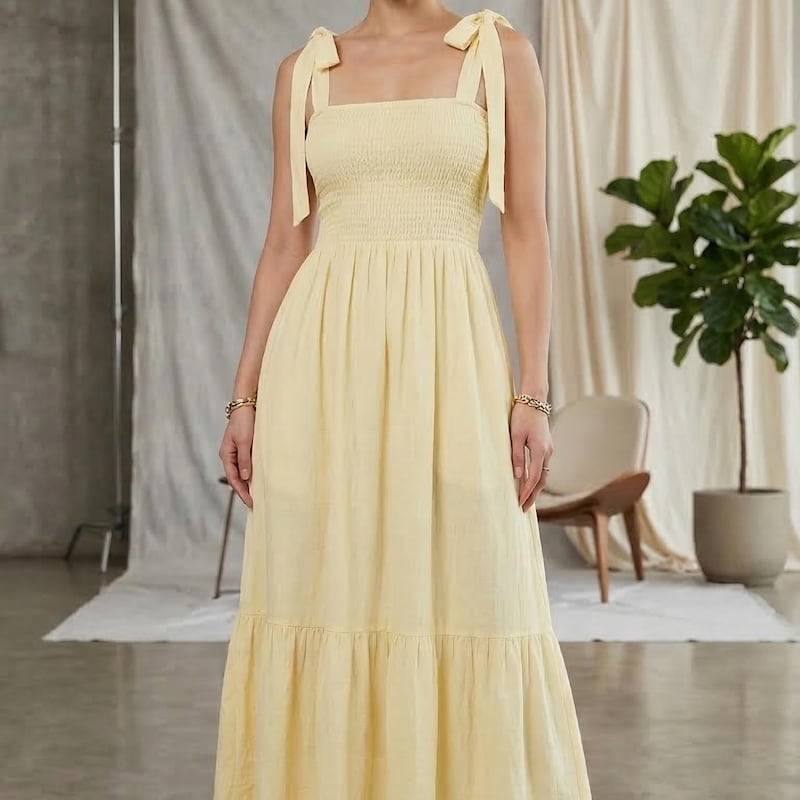 Butter Yellow Midi Dress - Etsy
