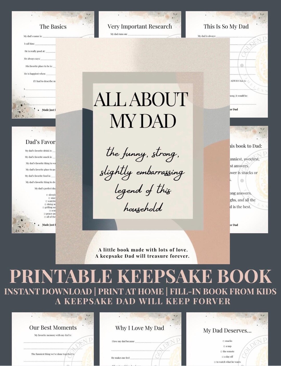 All About My Dad Printable Book, Father’s Day Keepsake Gift From Kids ...