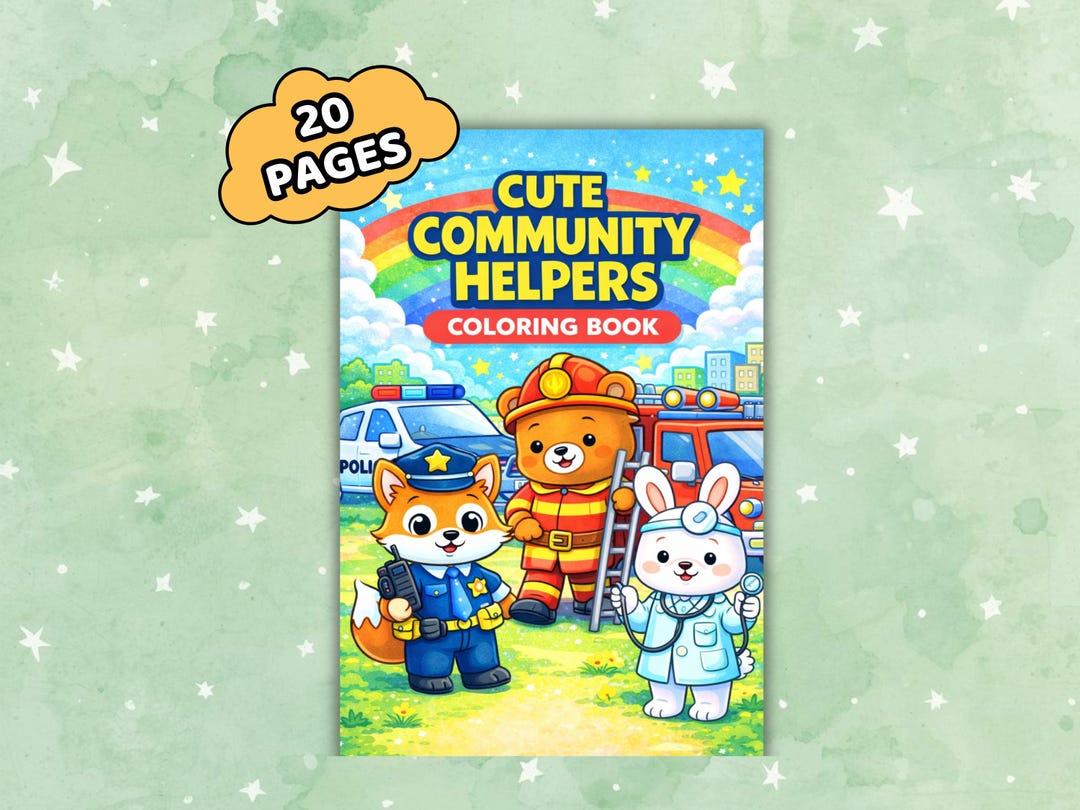 Community Helpers Coloring Book, Police Firefighter Doctor Pages, Bold ...