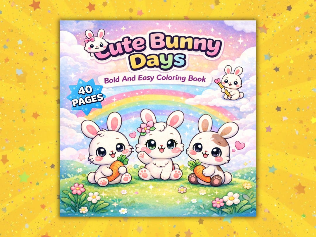 Bold Easy Bunny Coloring Book – 40 Rabbit Pages (digital Download) - Etsy
