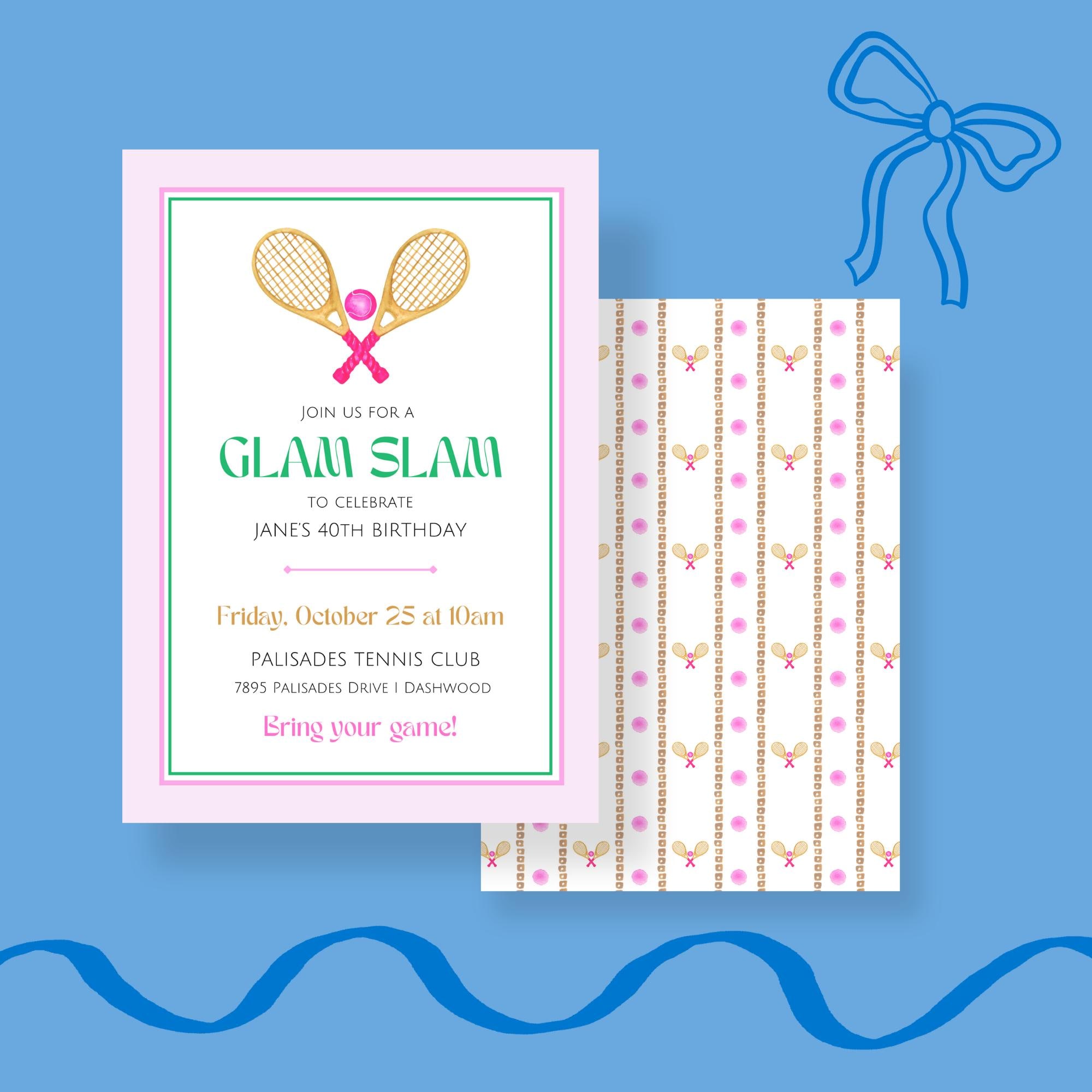 Glam Slam Tennis Party Invitation - Editable in Canva - Etsy