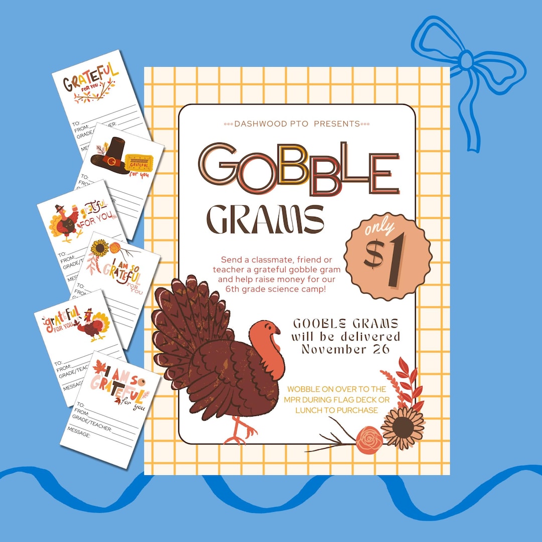 Gobble-grams Flyer, Poster, & Tags - Thanksgiving Gratitude Fundraiser ...