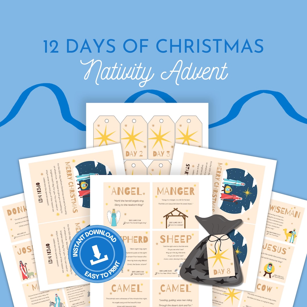 12 Days of Christmas Nativity Advent - Secret Santa Idea - Nativity ...