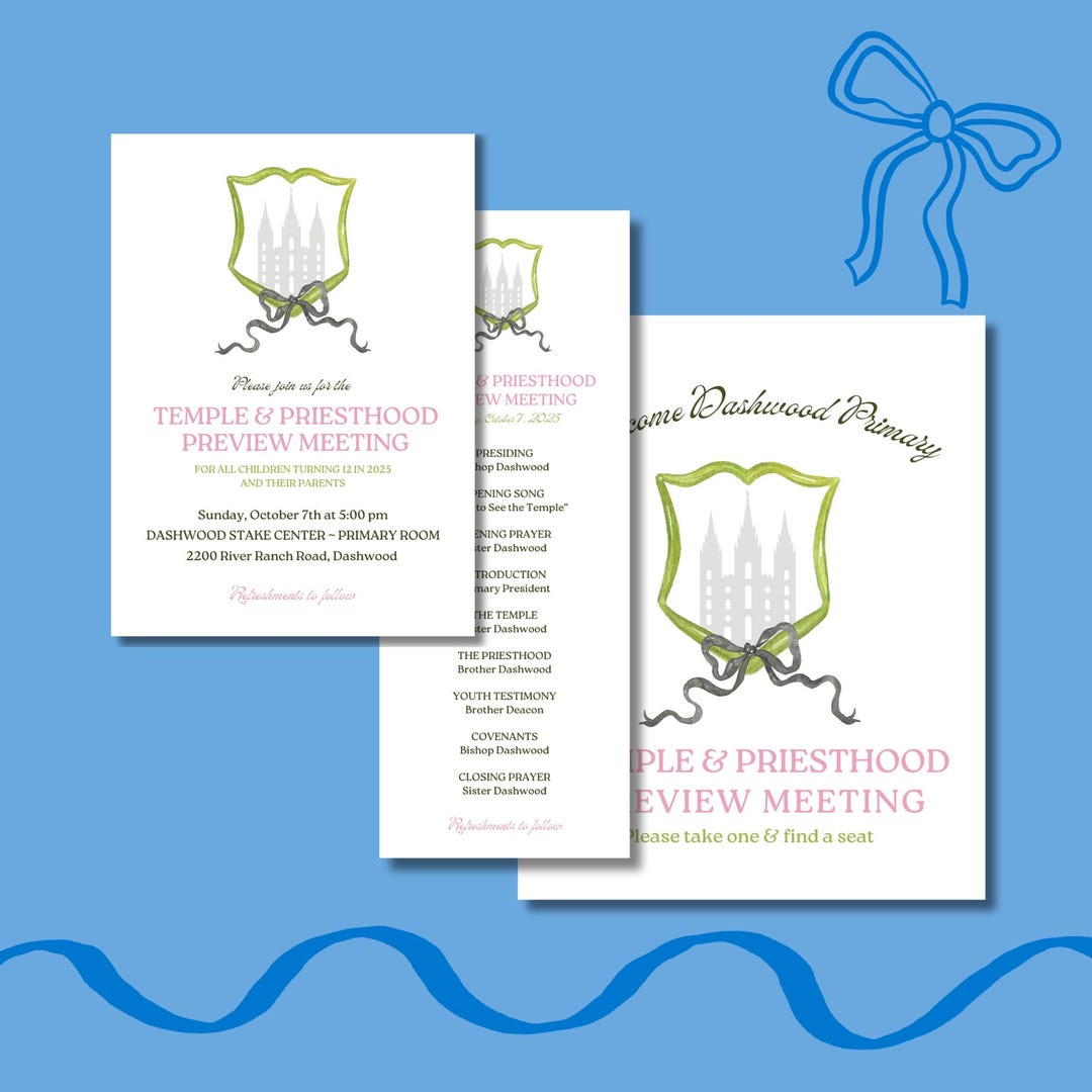 Temple & Priesthood Preview Printable Invitation, Program, and Welcome ...