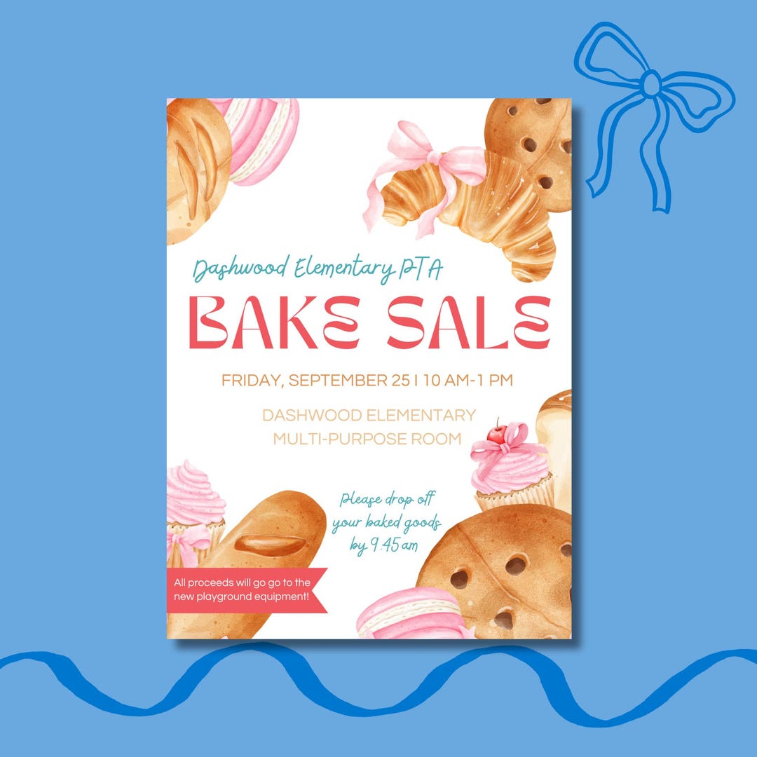 Bake Sale Flyer & Poster - Editable in Canva - Etsy