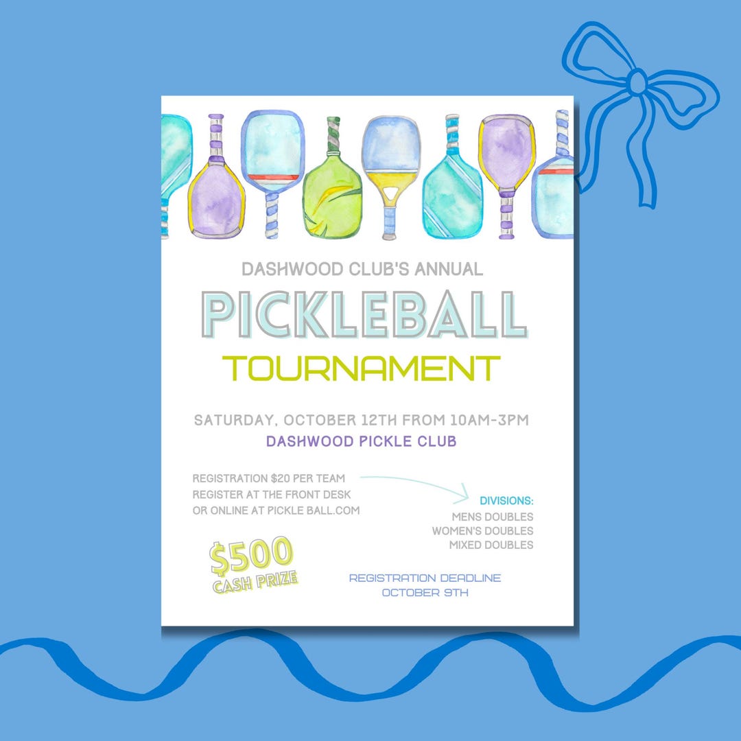 Pickleball Tournament Flyer & Poster - Editable in Canva - Etsy