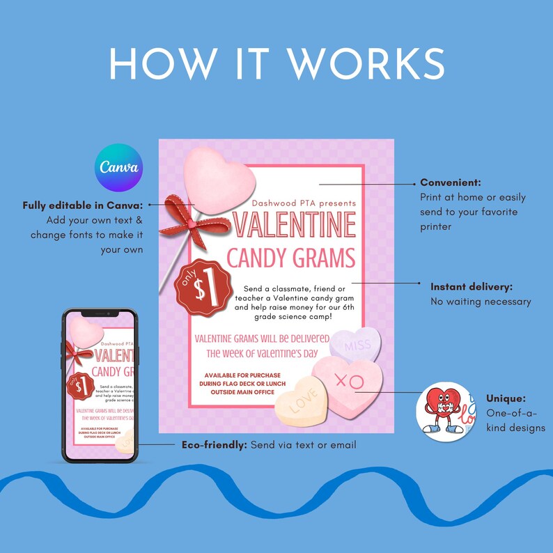 Valentine-grams Flyer, Poster, & Tags - Valentine Candy Fundraiser ...
