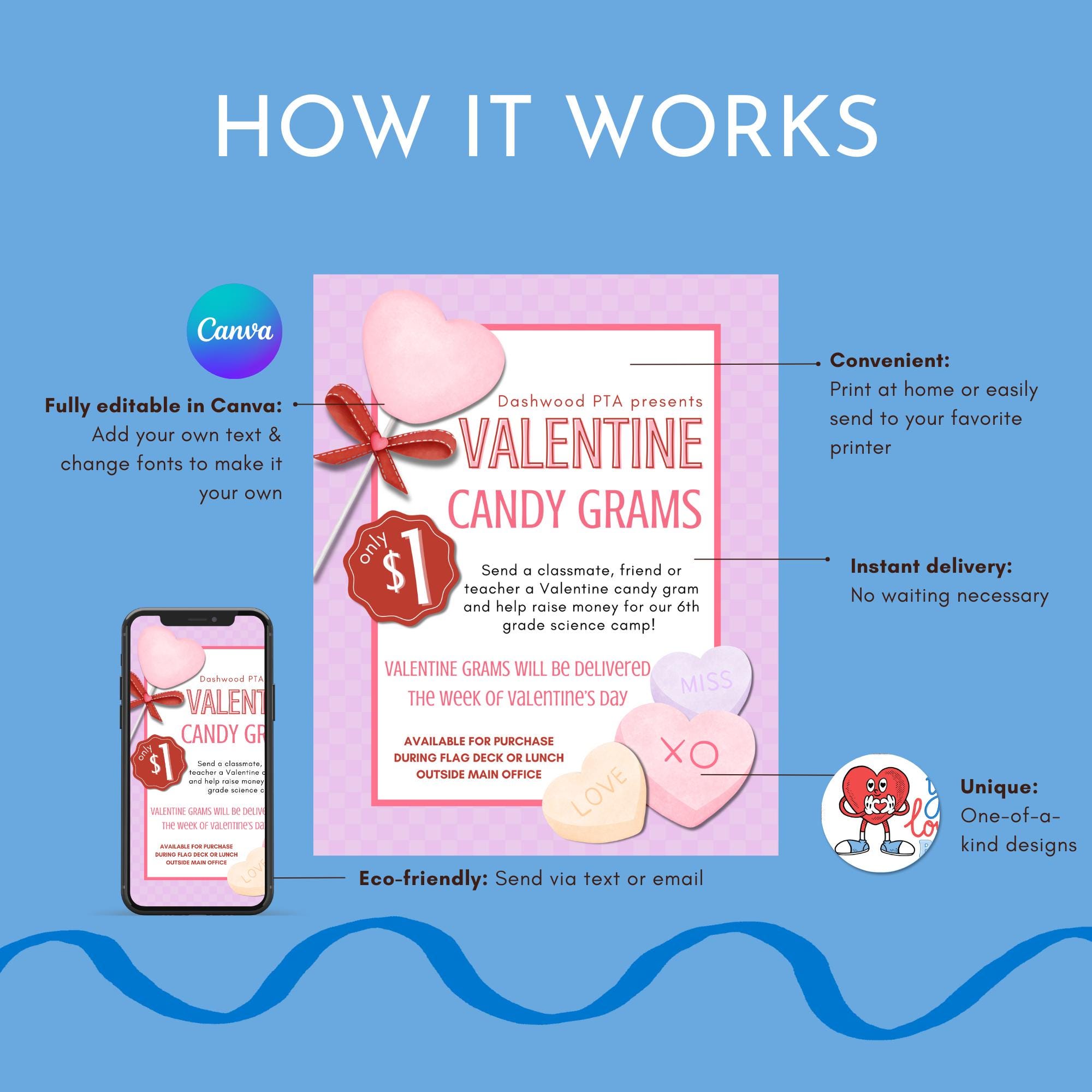 Valentine-grams Flyer, Poster, & Tags - Valentine Candy Fundraiser ...