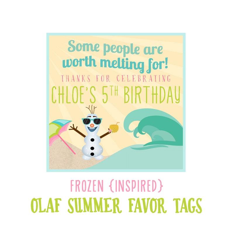 Olaf Summer FROZEN inspired Favor Tags FROZEN Party | Etsy
