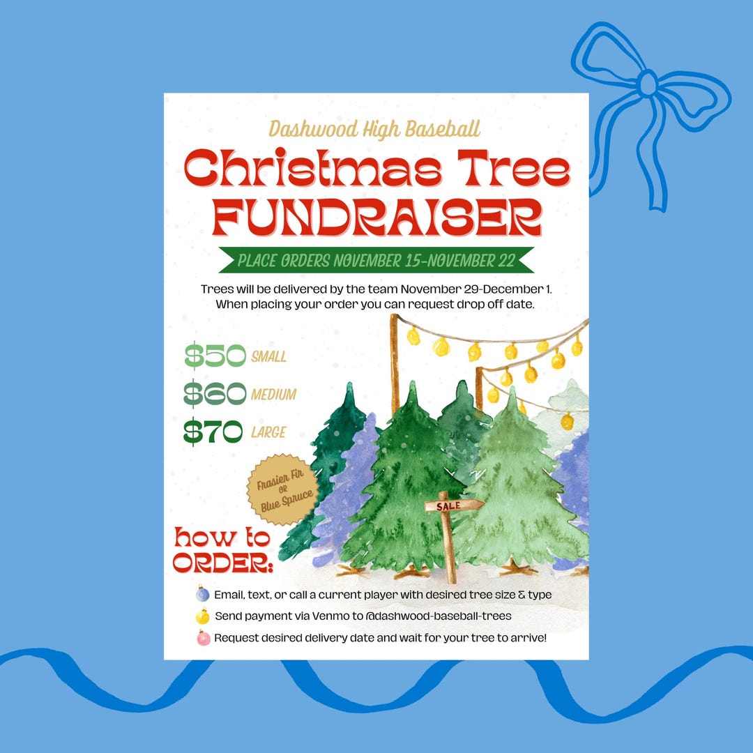 Christmas Tree Fundraiser Flyer & Poster - Christmas Tree Lot Sale ...