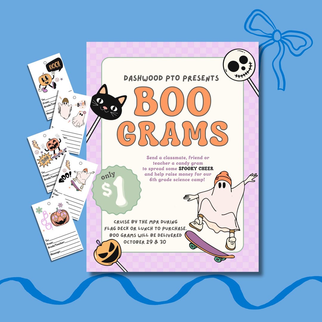 Boo-grams Flyer, Poster, & Tags - Halloween/fall Candy Grams - Editable ...