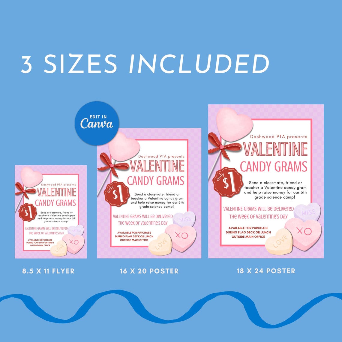 Valentine-grams Flyer, Poster, & Tags - Valentine Candy Fundraiser ...