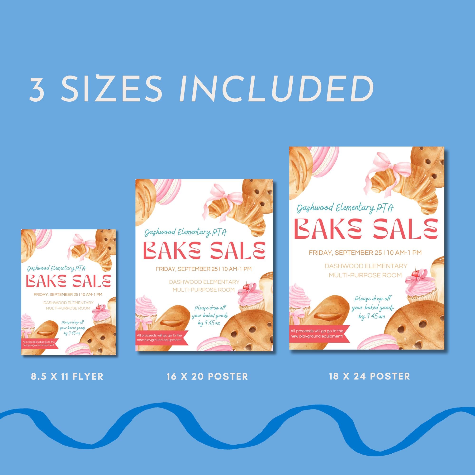 Bake Sale Flyer & Poster - Editable in Canva - Etsy