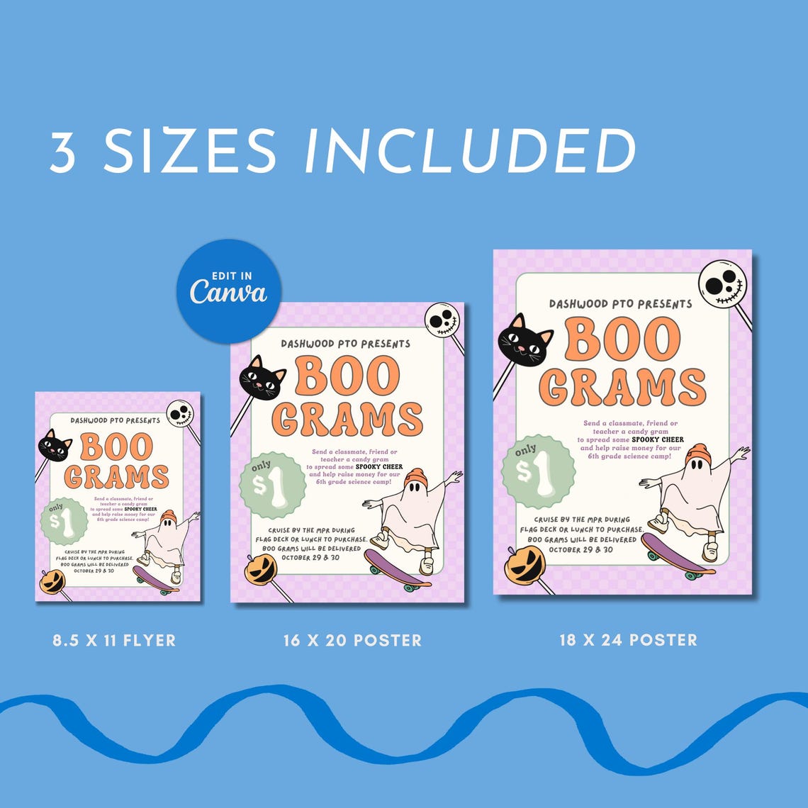 Boo-grams Flyer, Poster, & Tags - Halloween/fall Candy Grams - Editable ...