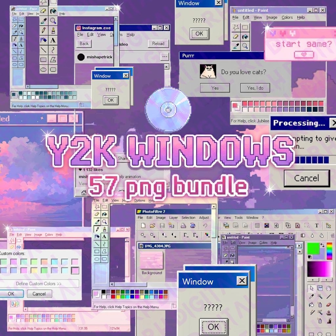Y2K Windows XP Aesthetic PNG Bundle | Retro 2000s Stickers for Digital ...