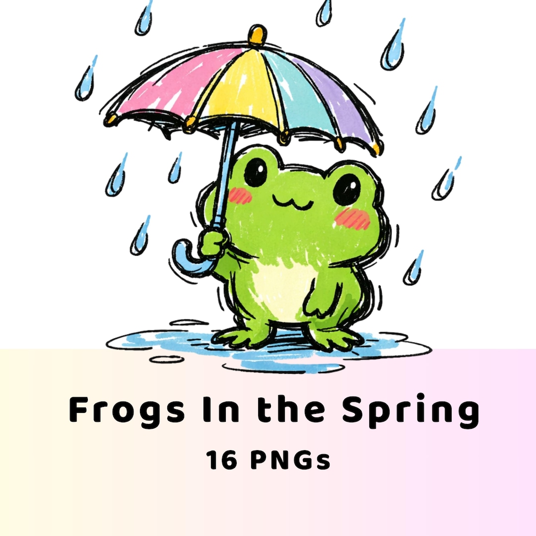 Spring Frog Clipart Bundle (16 Pngs) Cute Frog PNG Easter Frog Clipart ...