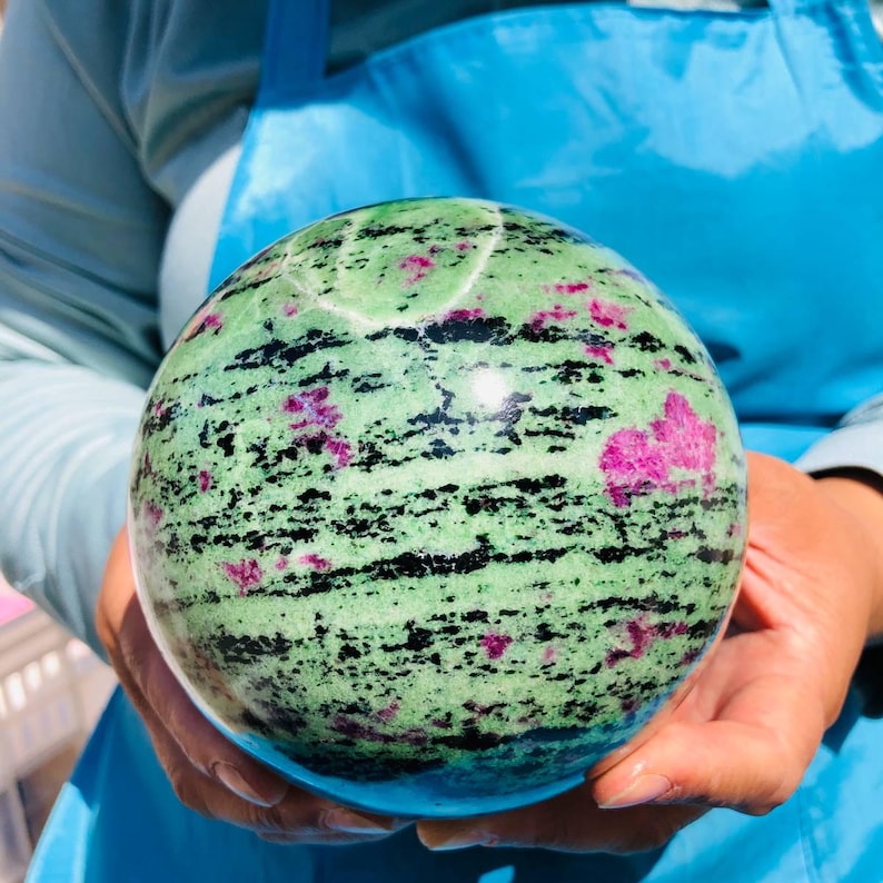 Natural Ruby Zoisite Crystal Sphere Anyolite Healing Gemstone Ball for ...